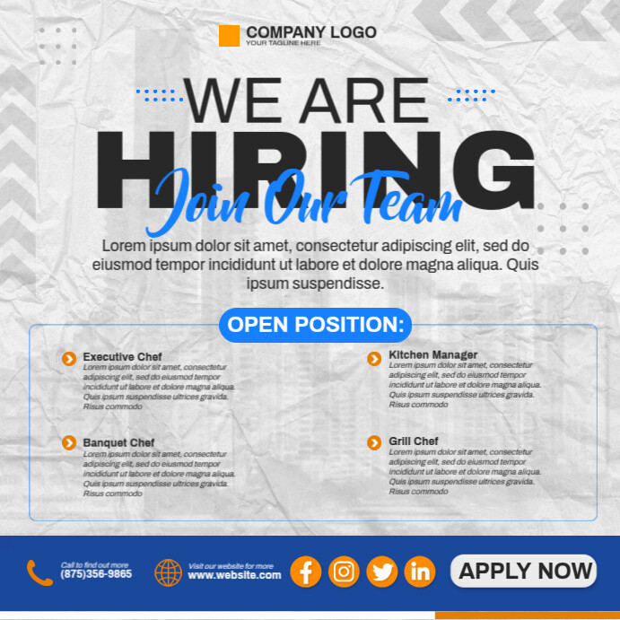 Hiring Ads Template | PosterMyWall