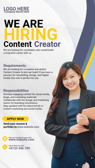 Hiring Content Creator Template | PosterMyWall
