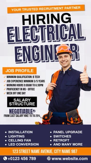 Hiring Electrical Engineer Template | PosterMyWall