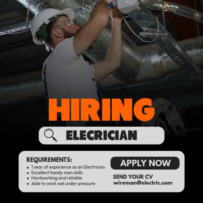 Copy of Hiring Electrician | PosterMyWall