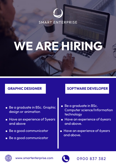 Hiring flyer Template | PosterMyWall