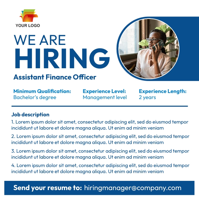 Hiring flyer design template | PosterMyWall