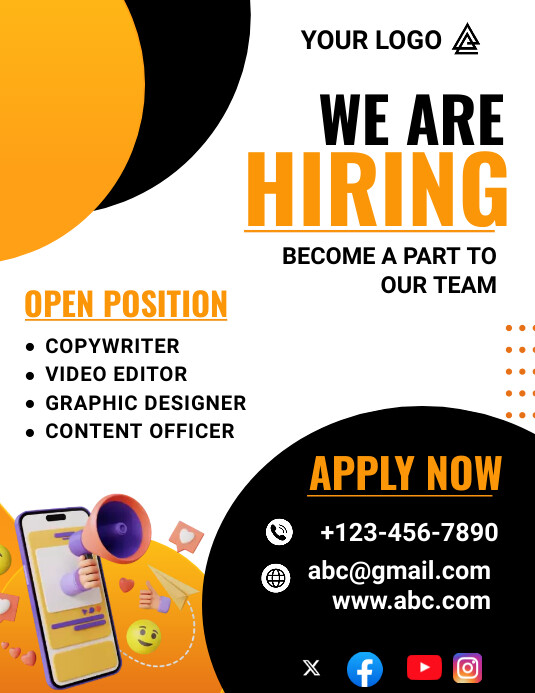 Hiring flyer template | PosterMyWall
