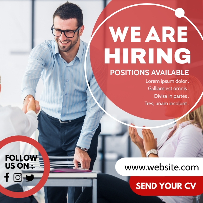 Hiring instagram post advertisement Template | PosterMyWall