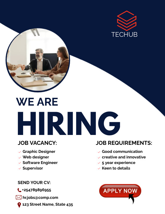 Hiring job flyer design Template | PosterMyWall