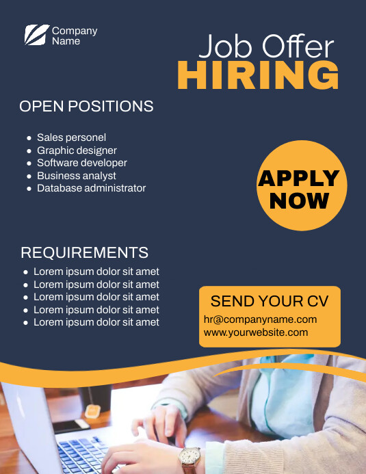 Plantilla de Hiring join our team open positions | PosterMyWall
