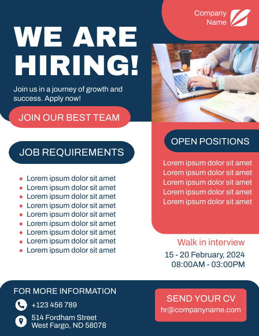 Copy of Hiring join our team open positions | PosterMyWall