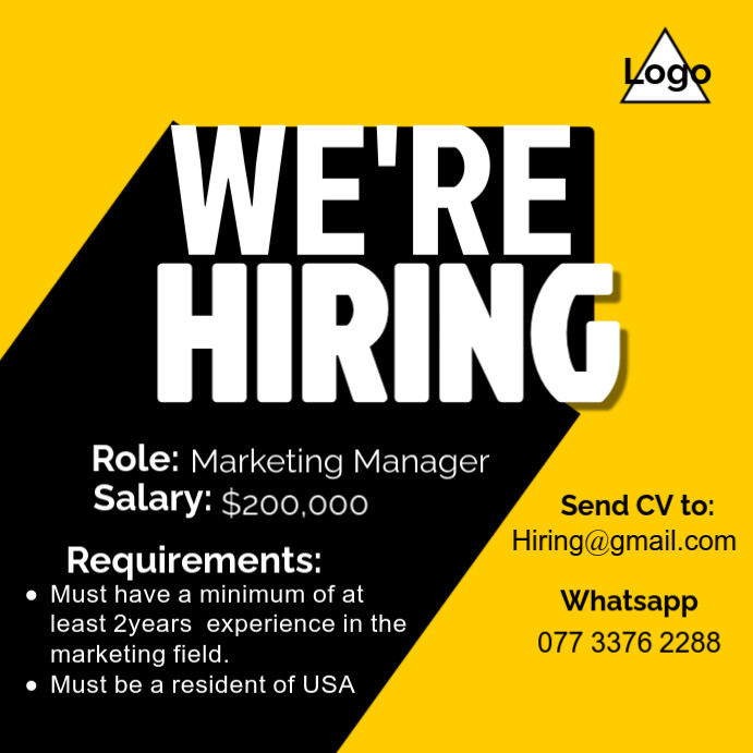 Hiring maximalist professional design post Template | PosterMyWall