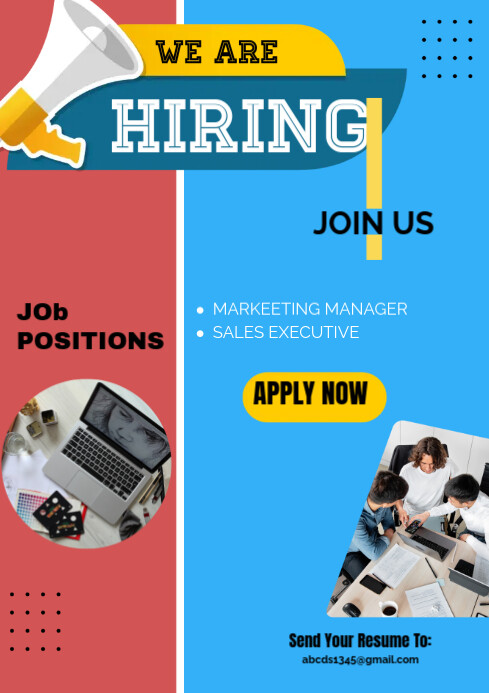 Copy of hiring new graphics gedigner now join us | PosterMyWall