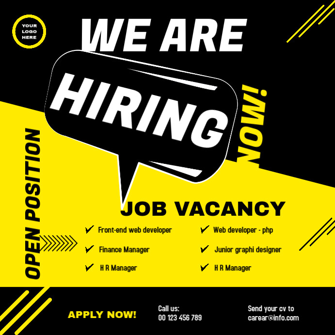 Hiring Post Template | PosterMyWall