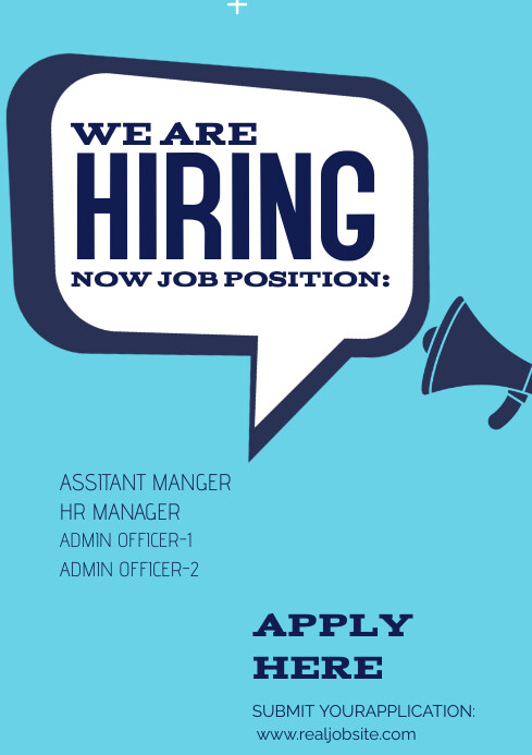 Hiring Post Job Flyers New Blue And Sky Blue Template | PosterMyWall