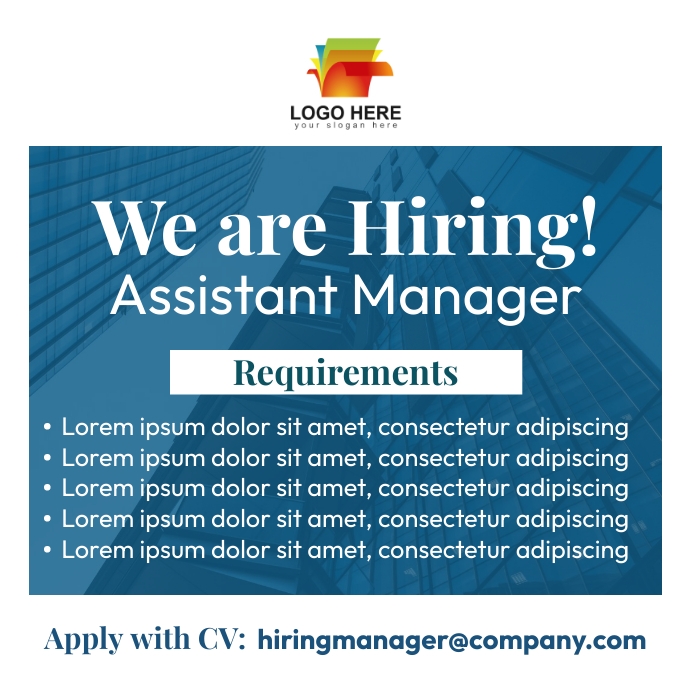 Hiring poster advert Template | PosterMyWall