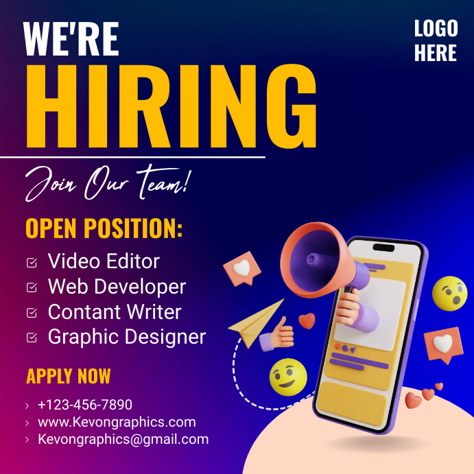 Hiring Poster Template | PosterMyWall