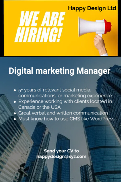 Hiring poster Template | PosterMyWall