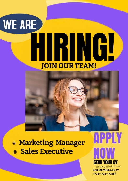 Hiring poster job flyers 2024 Templat | PosterMyWall