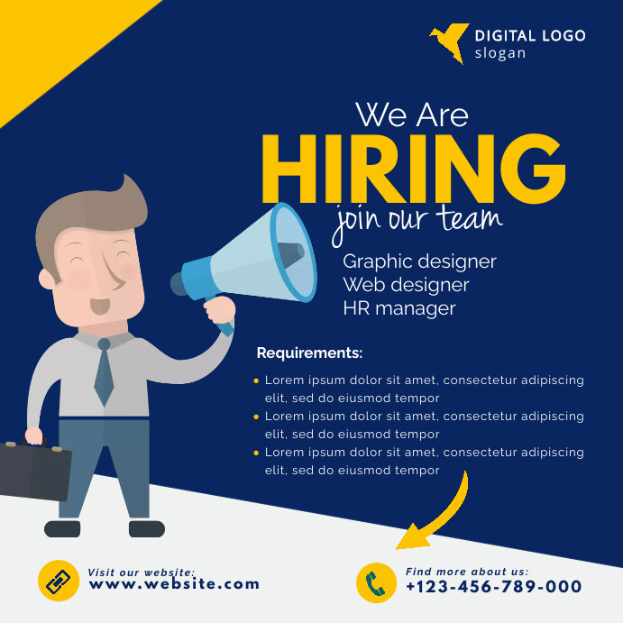 Hiring / recruitment post social media Template | PosterMyWall