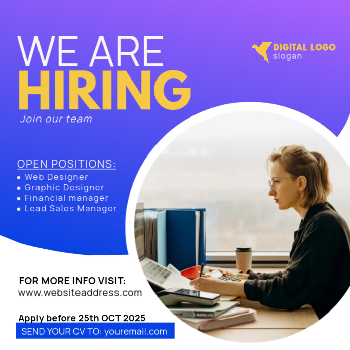 Hiring social media post template | PosterMyWall
