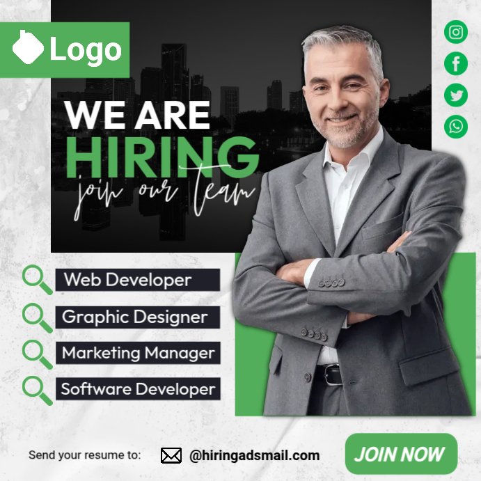 Plantilla de Hiring Square Ads | PosterMyWall