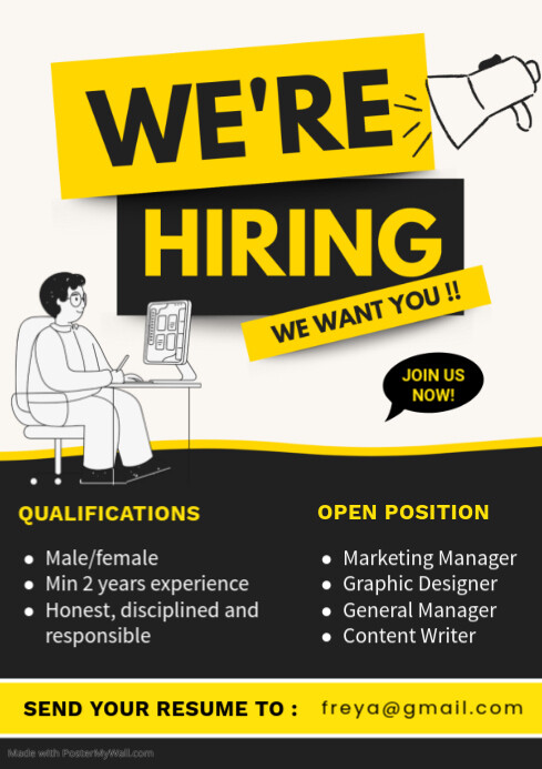 Plantilla de Hiring template | PosterMyWall