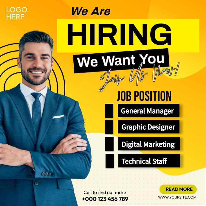 Plantilla de Hiring Template Work Job | PosterMyWall