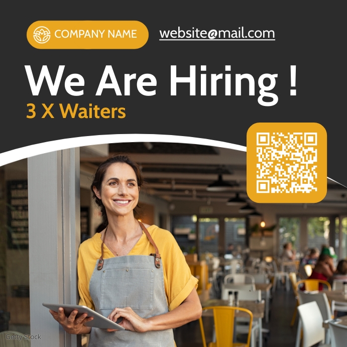 HIRING WAITERS INSTAGRAM POST SQUARE BANNER Template | PosterMyWall