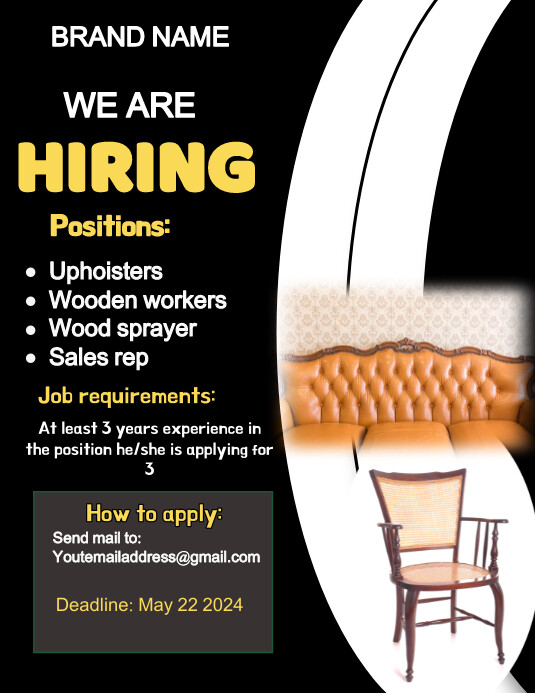 Hiring workers flyer template | PosterMyWall