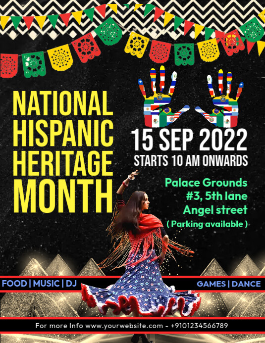 hispanic heritage, poster, flyer, festival, Template | PosterMyWall