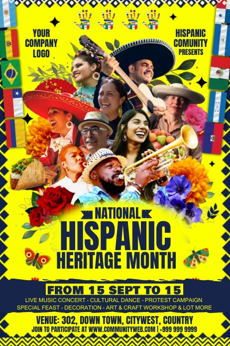 hispanic heritage, poster, flyer, festival, Template | PosterMyWall