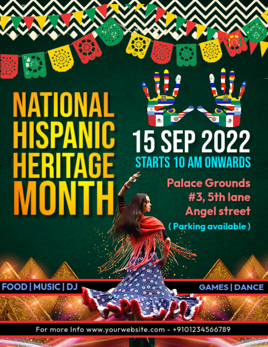 hispanic heritage, poster, flyer, festival, Template | PosterMyWall