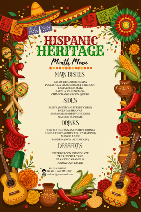 Hispanic Heritage Festival Food Menu Template | PosterMyWall