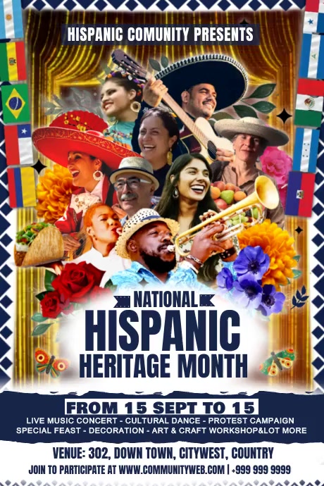 hispanic heritage video poster,, festival, Template | PosterMyWall