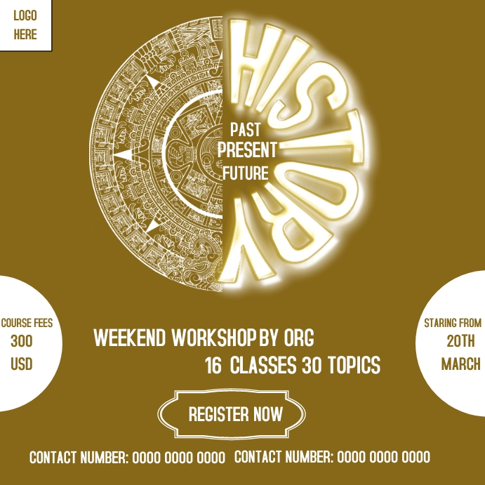 History Course Flyer Instagram Post Template | PosterMyWall