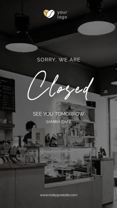 Hitam Cafe Closure Notice Instagram Story Video Template | PosterMyWall