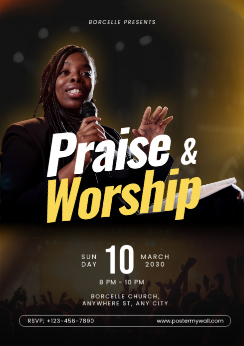 Hitam Church Worship Event A4 Template | PosterMyWall