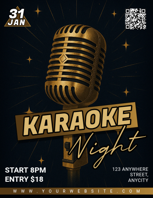 Hitam Karaoke Night Event Pamflet Template | PosterMyWall