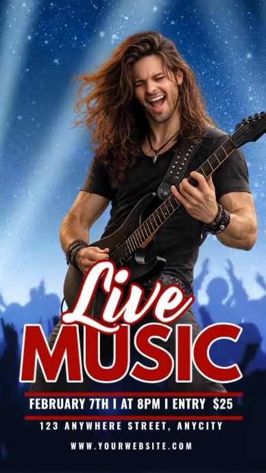Hitam Live Music Event Tampilan Digital Video Template | PosterMyWall