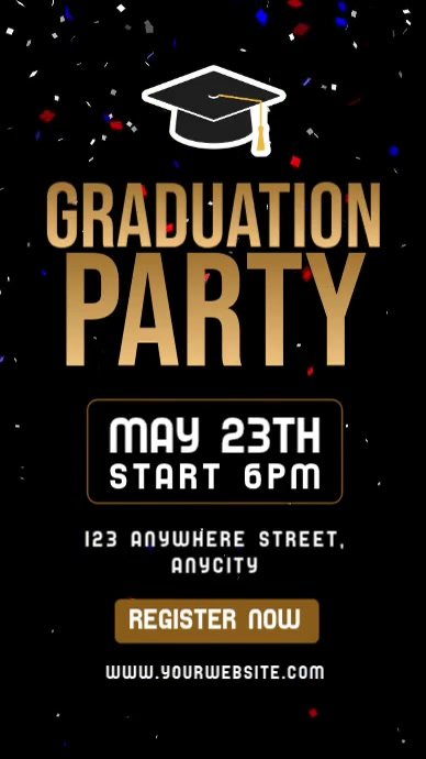 Hitam modern & minimal graduation party reel instagram video Template ...