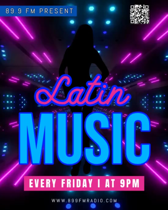 Hitam Neon Latin Music Radio Show Instagram Portrait Video Template ...