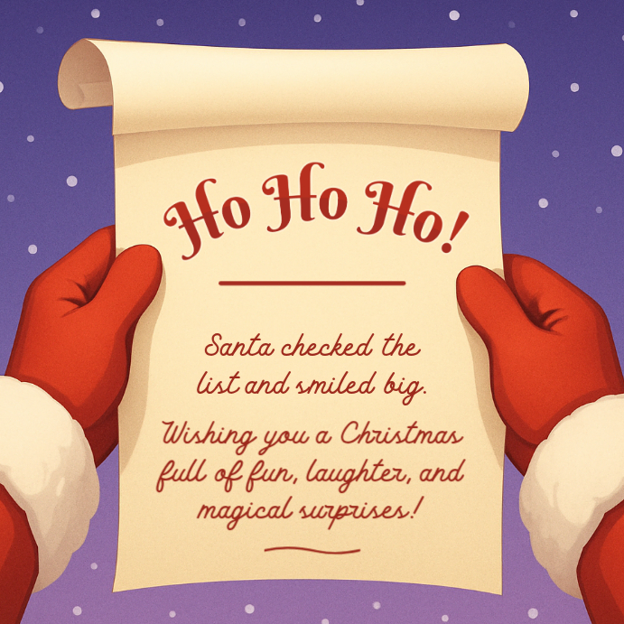 Ho Ho Ho letter to Santa list Christmas Greeting Card Fun Festive ...