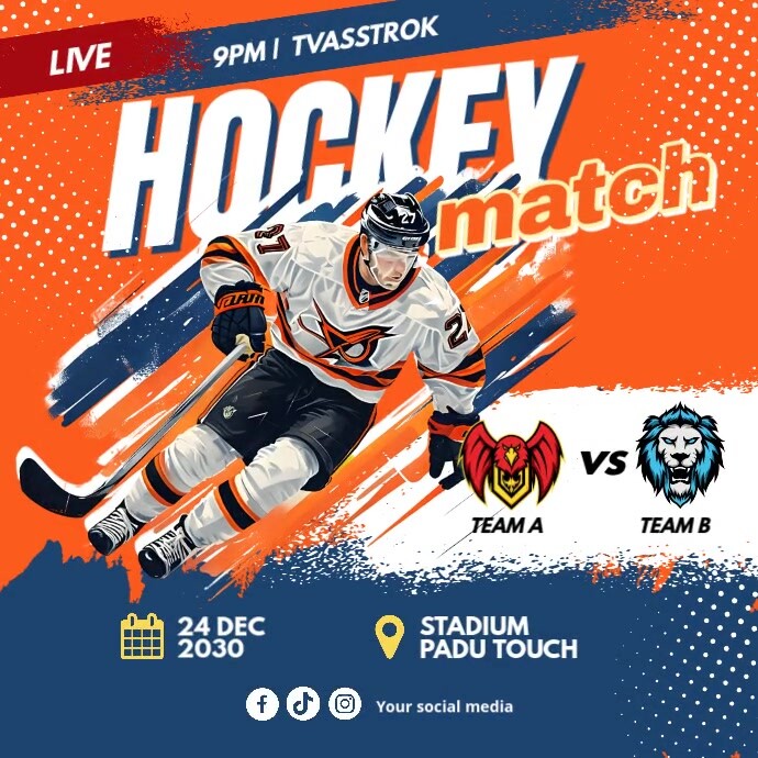 Hockey match day instagram social media Template | PosterMyWall