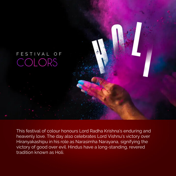 Holi Celebration Instagram Post Template | PosterMyWall