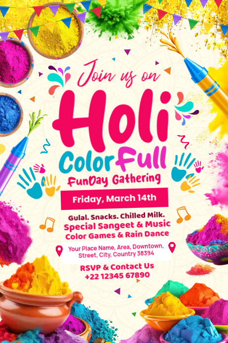 Holi Color Celebration Poster Template | PosterMyWall