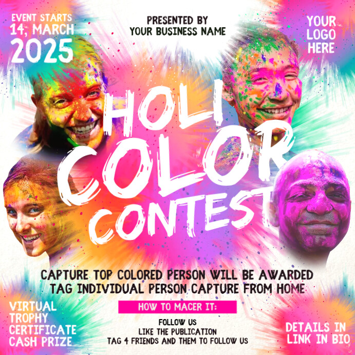 Holi Color Contest 2022 Post Template | PosterMyWall