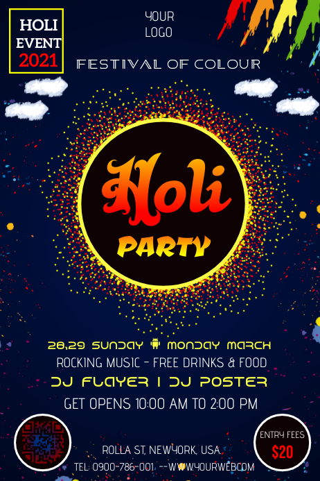 Holi Template | PosterMyWall