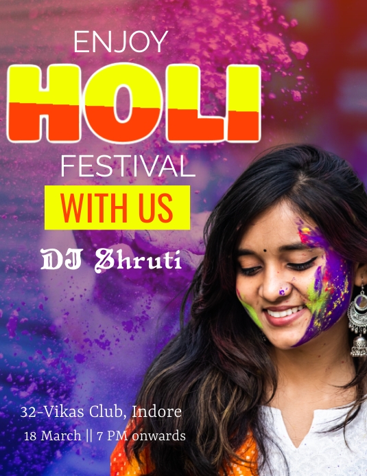Holi festival event Template | PosterMyWall