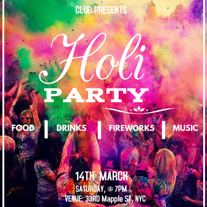 Copy of Holi festival event party colors | PosterMyWall
