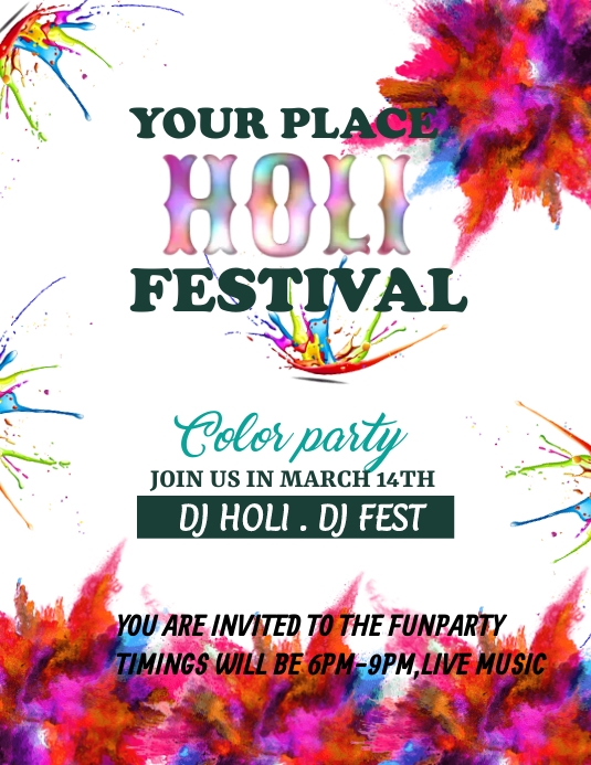 Holi festival flyer Template | PosterMyWall