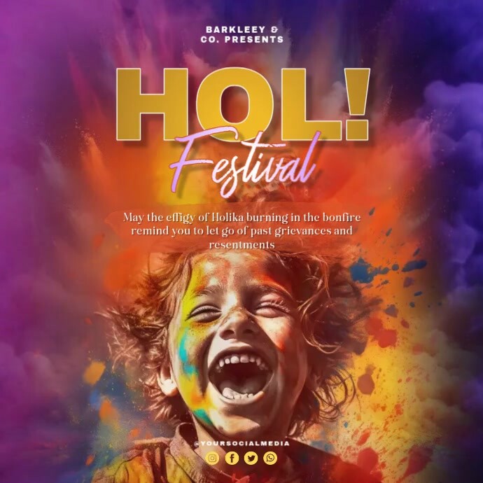 Holi Festival IG Post Template | PosterMyWall
