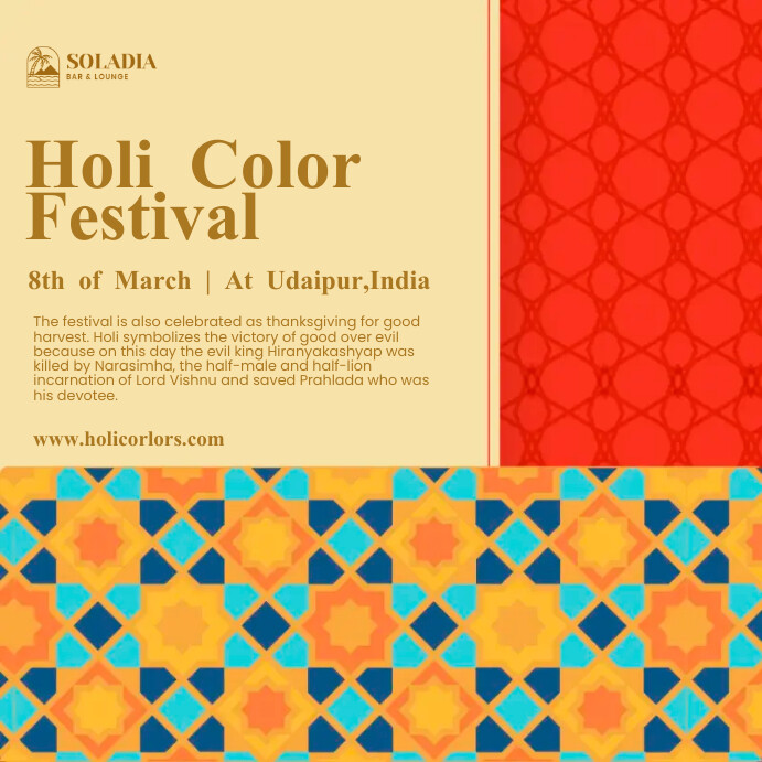 Holi festival of color celebration Templat | PosterMyWall