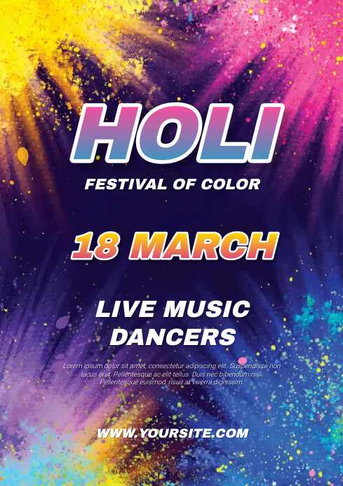 Holi Festival Of Color Poster Flyer Template | PosterMyWall
